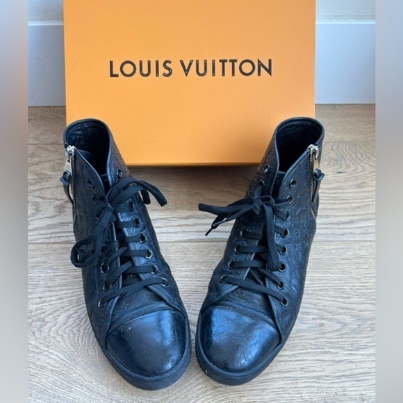 Louis Vuitton | Shoes | Lvblack Monogram Empreinte Leather Punchy High ...